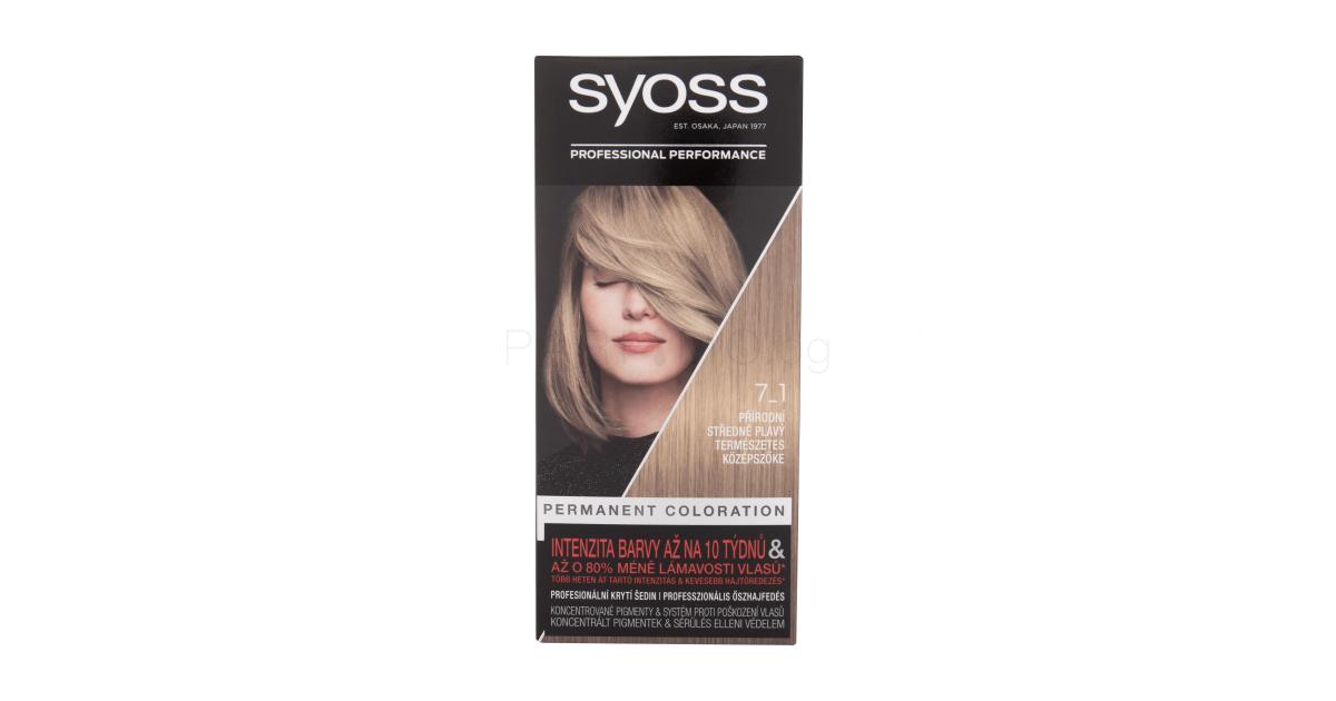 Syoss Permanent Coloration Боя за коса за жени 50 ml Нюанс 7-1 Medium ...