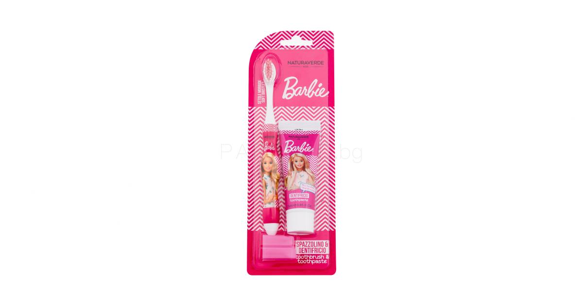Naturaverde Barbie Toothbrush + Toothpaste Подаръчен комплект паста за ...