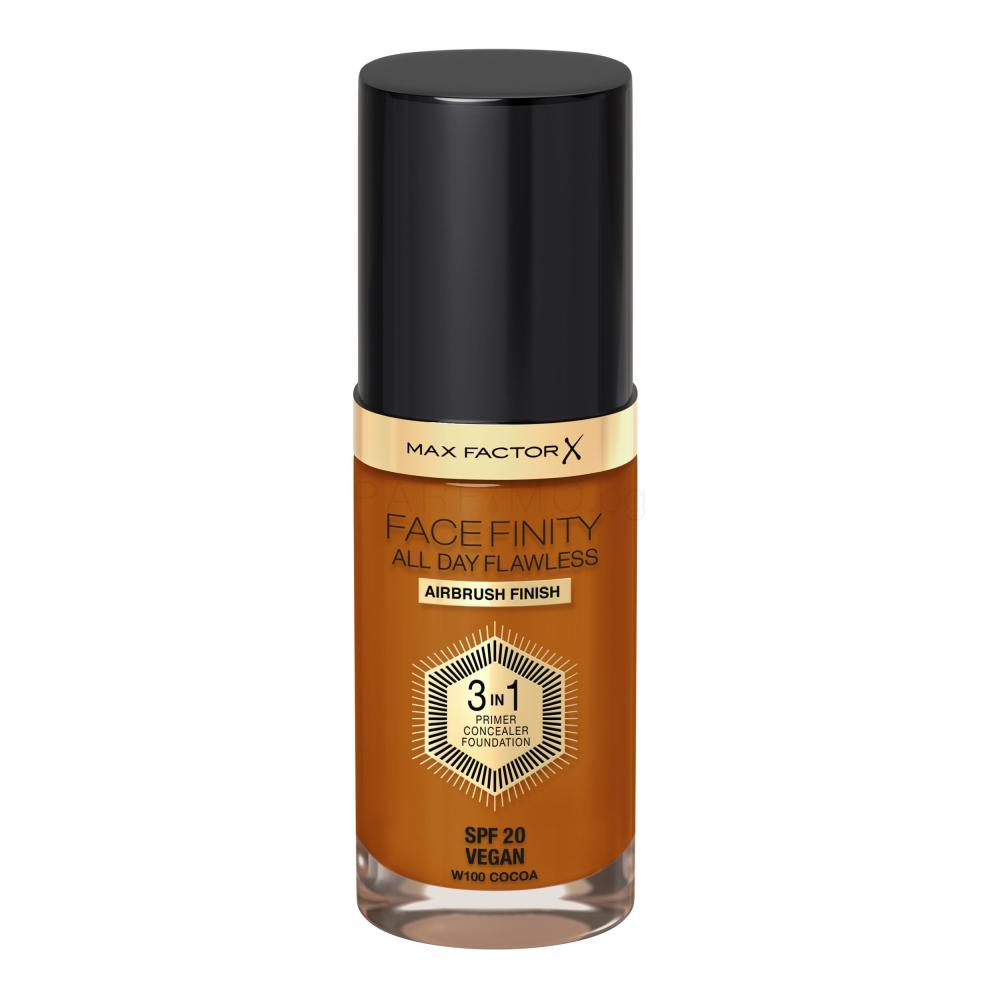 Max Factor Facefinity All Day Flawless SPF20 Фон дьо тен за жени 30 ml Нюанс W100 Cocoa | Parfimo.bg