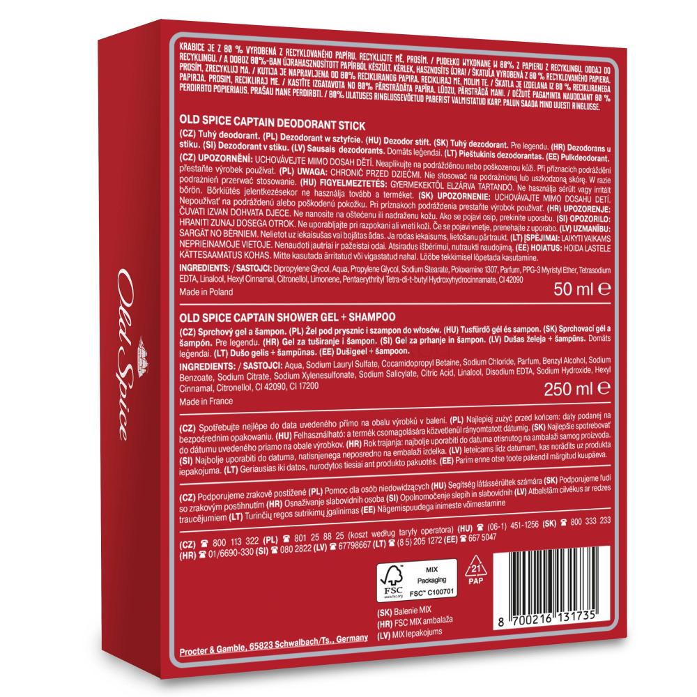Old Spice Captain Подаръчен комплект деостик 50 ml + душ гел 3в1 250 ml ...