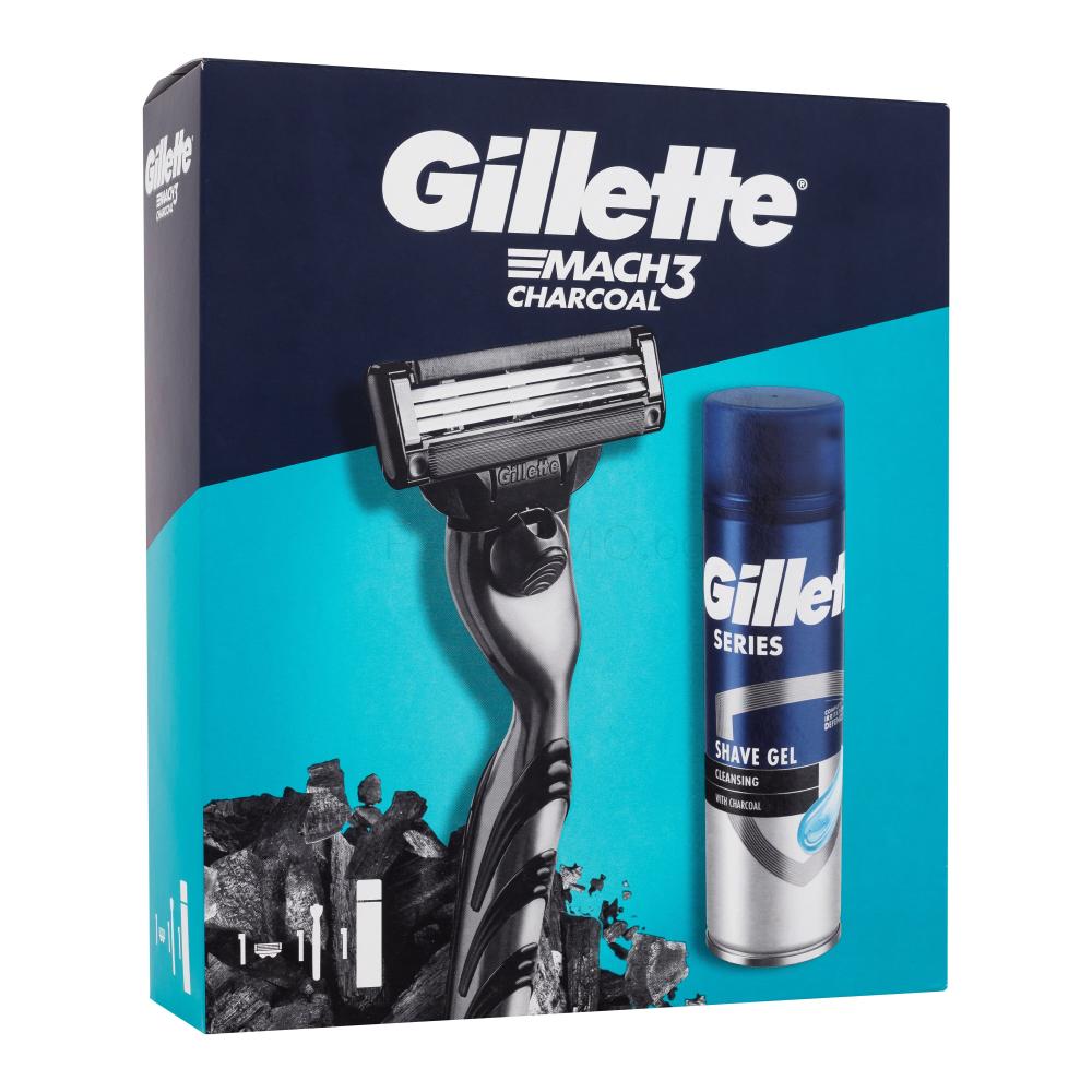 Gillette Mach3 Charcoal Подаръчен комплект самобръсначка Mach3 Charcoal ...