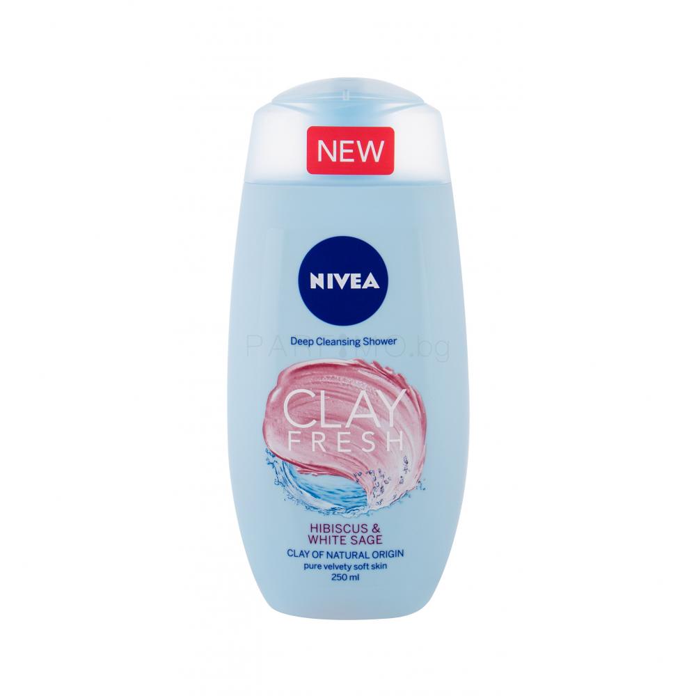 Nivea Clay Fresh Душ гел за жени 250 ml Нюанс Hibiscus & White Sage | Parfimo.bg